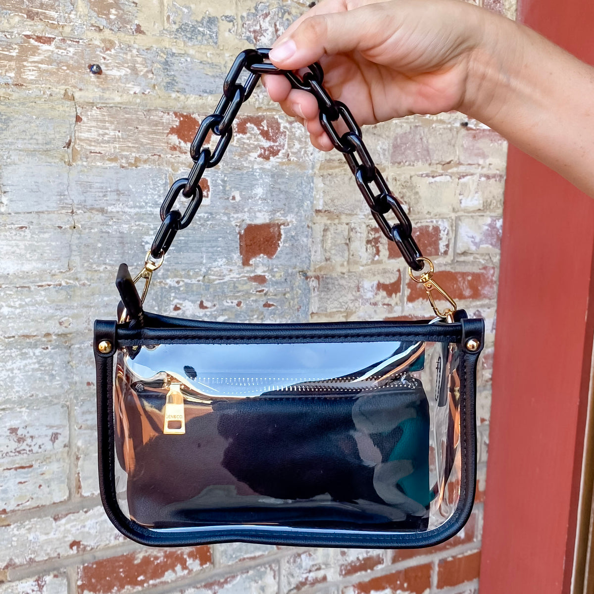 Jen & Co Jessica Vegan Clear Crossbody in Black – Lyla's: Clothing & Gifts