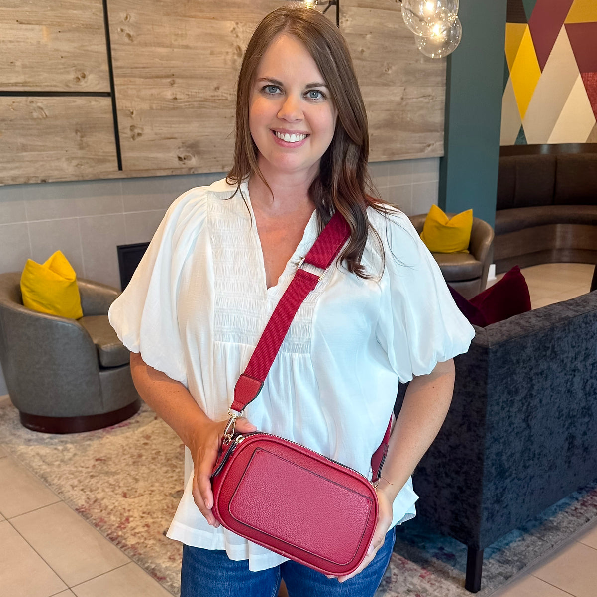 Jen & Co Sky Dual Zip Crossbody w/ Slip Pocket - Dark Red – Lyla's ...